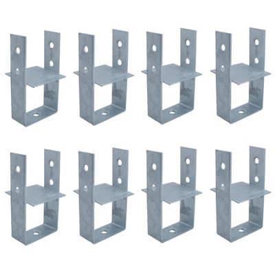 Concrete In Wooden Post U Support Base Bracket 100 x 100mm Decking 8PK