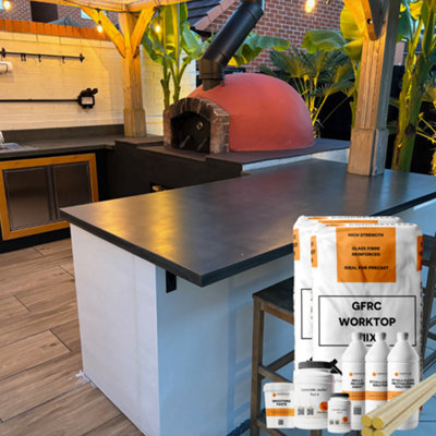 Concrete Lab Dark Grey Satin Precast Concrete Worktop Kit 1m2