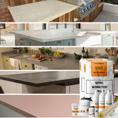 Concrete Lab Dark Grey Satin Precast Concrete Worktop Kit 1m2