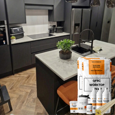 Concrete Lab Light Grey Matt Precast Concrete Worktop Kit 1m2