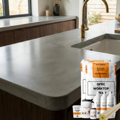 Concrete Lab Light Grey Satin Precast Concrete Worktop Kit 3m2