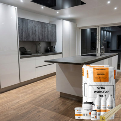 Concrete Lab Light Grey Satin Precast Concrete Worktop Kit 3m2
