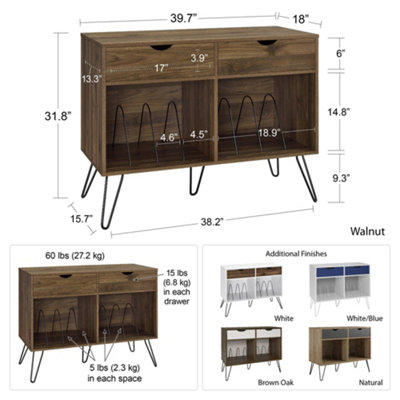 Condord Turntable Stand with 2 Drawers White / Blue
