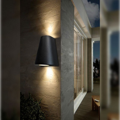 Cone Shape Up Down Outdoor Wall Light Stainless Steel Black Finish ZLC070B