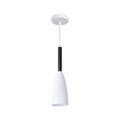 Cone Shaped White Pendant Light with E27 Holder and 1 Metre Cable