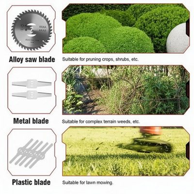 Conentool 21V Cordless Strimmer Lawn Mower Garden Grass Strimmers with ...