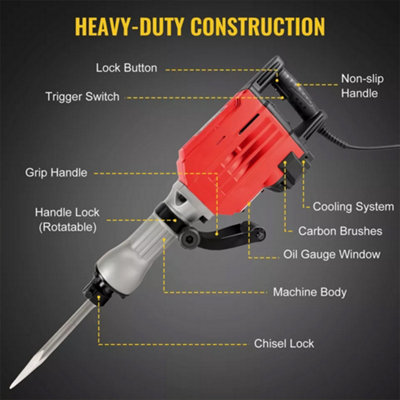 CONENTOOL Electric Breaker 15kg Hex Shank Electric Demolition Hammer ...
