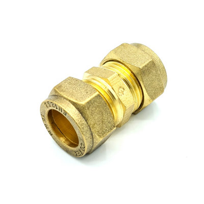 Conex 15mm Straight Coupler Brass Compression Fitting Coupling | DIY at B&Q
