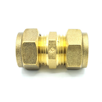 Conex 15mm Straight Coupler Brass Compression Fitting Coupling | DIY at B&Q