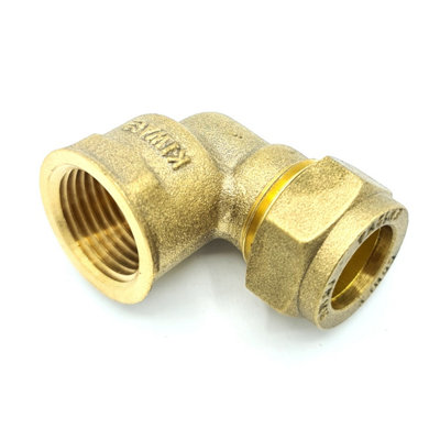 Conex 15mm x G1/2 Female Elbow Adaptor Brass Compression Fittings Straight Connector | DIY at B&Q