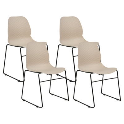 Conference Chair Set of 4 Beige PANORA | DIY at B&Q