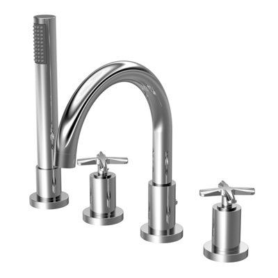 Connect 4 Tap Hole Bath Shower Mixer Tap with Crosshead Handles ...