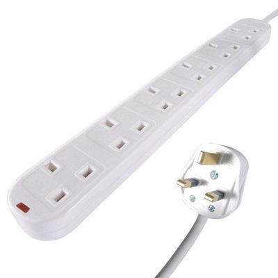 Connekt Gear 5m 6 Way Surge Protected Power Extension Block - UK Plug ...