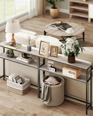 Console Table, 2-Tier Sofa Table, 20 x 100 x 80 cm, Narrow Entryway ...