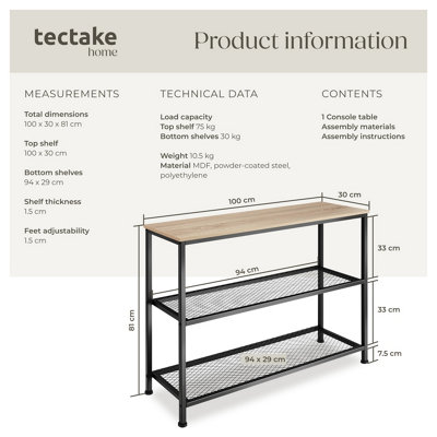 Console Table Bristol - Industrial Wood Light, Oak Sonoma