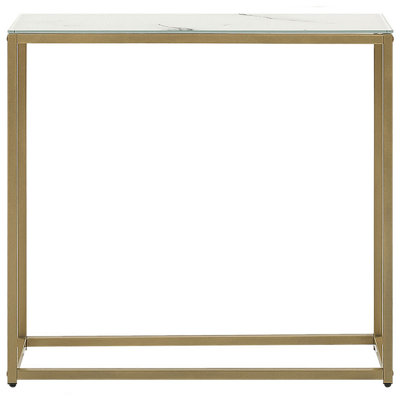 Console Table DELANO Tempered Glass Marble/ Gold