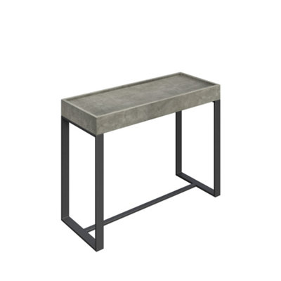 Console Table Strata Grey Concrete Effect MDF Top 10cm Thick Living ...