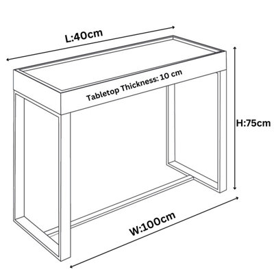Console Table Strata Grey Concrete Effect MDF Top 10cm Thick Living ...