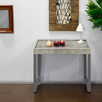 Console Table Strata Grey Concrete Effect MDF Top 10cm Thick Living ...