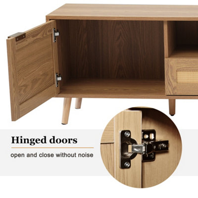 Console Table, Up To 90 Inches TV, TV Cabinet With Real Rattan Design ...