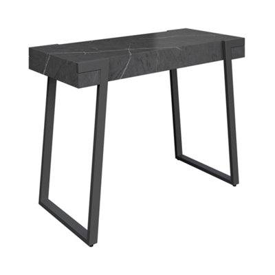 Console Table Verve Grey Marble Effect MDF Top 10cm Thick Living Room ...