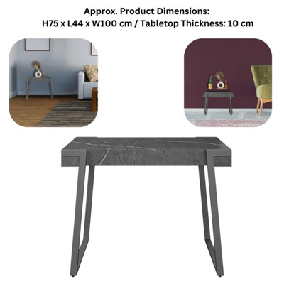 Console Table Verve Grey Marble Effect MDF Top 10cm Thick Living Room ...