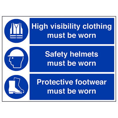 CONSTRUCTION SAFETY Sign - Hi-Vis, Helmets, Footwear Alu Com 400x300mm ...
