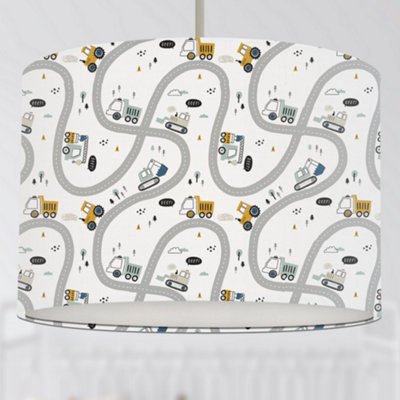 Construction Vehicles Road Map Ceiling Lampshade 25cm x 19cm