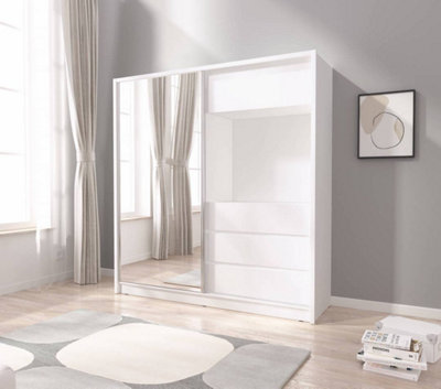 White Mirrored Wardrobes Bedroom furniture B Q