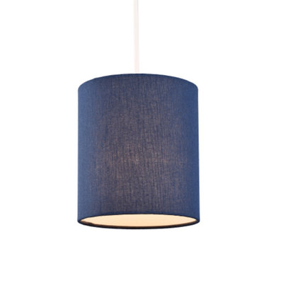 Contemporary and Elegant Midnight Blue Linen Fabric 18cm Cylinder Lamp ...