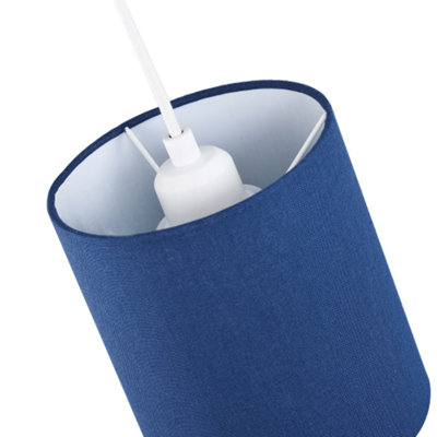 Contemporary and Elegant Midnight Blue Linen Fabric 18cm Cylinder Lamp ...
