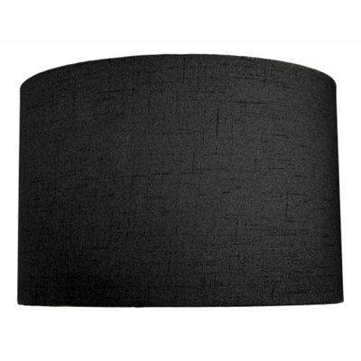 Contemporary and Sleek Black Textured Linen Fabric Drum Lamp Shade 60w ...