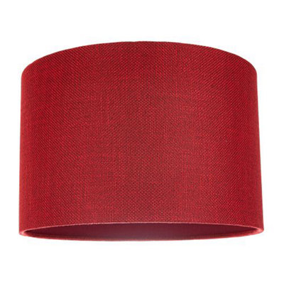 Contemporary and Sleek Red Plain Natural Linen Fabric Drum Lamp Shade ...