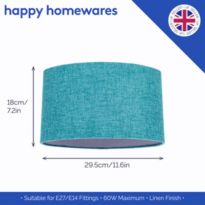 Contemporary and Sleek Teal Linen Fabric Oval Lamp Shade with Silver Lining
