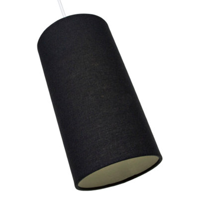 Contemporary and Stylish Jet Black Linen Fabric Tall Cylindrical 25cm ...