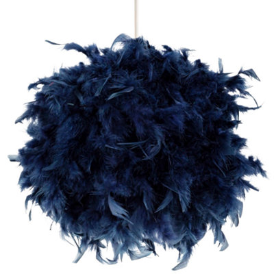 Contemporary and Unique Large Blue Real Feather Decorated Pendant Light ...