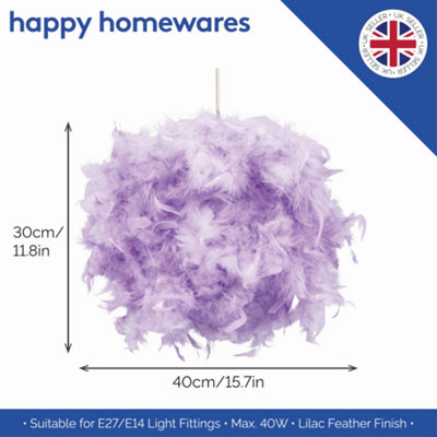 Contemporary and Unique Large Lilac Real Feather Decorated Pendant ...