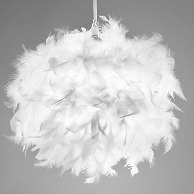 Contemporary and Unique Large White Real Feather Decorated Pendant ...