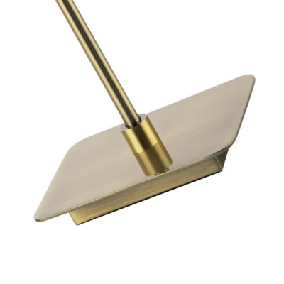 Contemporary Antique Brass Bedside Table Lamp with White Cotton Fabric ...