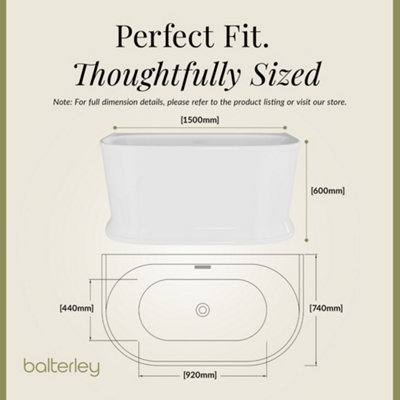 Contemporary Back To Wall Freestanding Bath from Balterley - 1500mm x 760mm