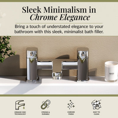 Contemporary Bath Filler Mixer Tap - Chrome