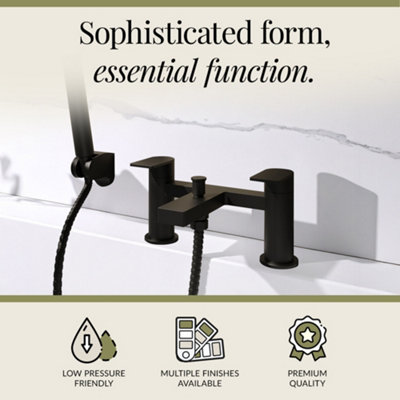 Contemporary Bath Shower Mixer Tap with Shower Kit - Matt Black - Balterley