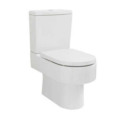 Contemporary Bathroom Round Semi Flush to Wall Toilet Pan with Cistern ...