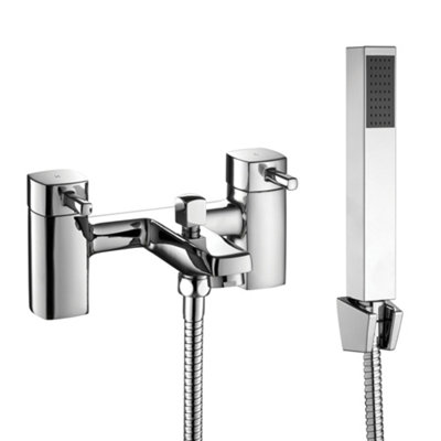 Contemporary Bathroom Square Deck Mounted Bath Shower Mixer Tap with ...