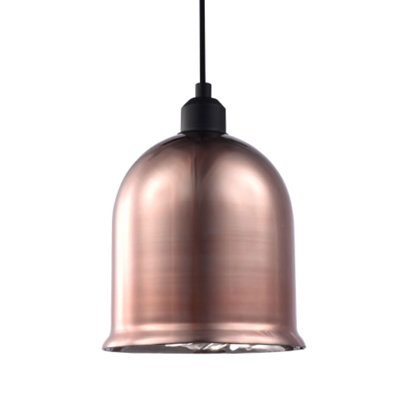 Contemporary Bell Shaped Copper Plated Glass Pendant Light Shade with ...