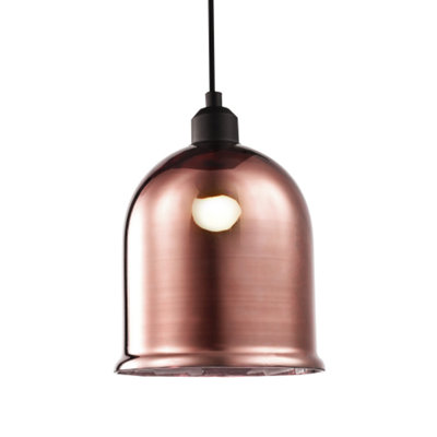 Contemporary Bell Shaped Copper Plated Glass Pendant Light Shade with ...
