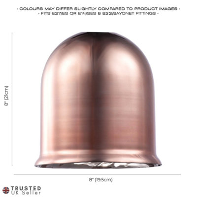 Contemporary Bell Shaped Copper Plated Glass Pendant Light Shade with ...