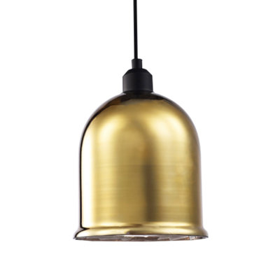 Contemporary Bell Shaped Gold Plated Glass Pendant Light Shade with ...