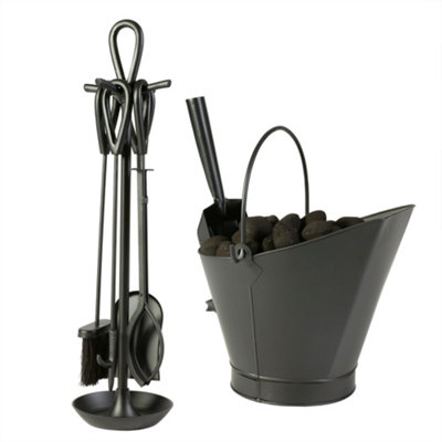 Contemporary Black Fireside 4 Piece Freestanding Companion Set 75cm ...