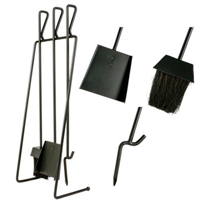 Contemporary Black Freestanding 3 Tools Fireside Companion Set with ...